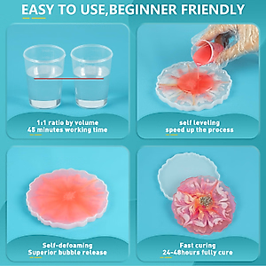 Teexpert Epoxy Resin Kit with Jewelry Keychain Coaster Earring Silicone Molds Resin Jewelry Making Kit Resin Kit with Molds Complete Set for Beginner Starter Adults for DIY Art Craft Casting