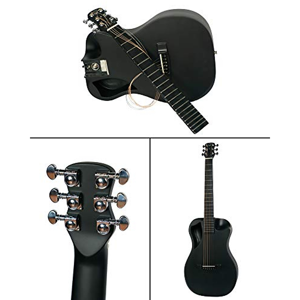 Journey Instruments Carbon Fiber Travel Guitar – OF660M Traveling Acoustic Guitar with Collapsible Patented System – Portable Backpack Case (Matte Black)