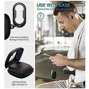 SURITCH Beats Fit Pro Case Cover Protector, Shock-Absorbing Protective TPU Shell for Beats Fit Pro Charging Case 2021 Earbuds Secure Locking System with Anti-Lost Keychain, Beats Black