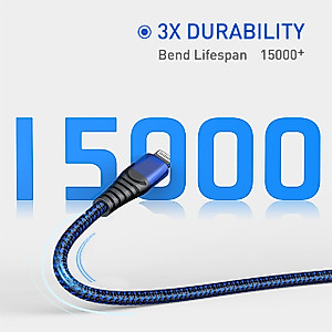 [Apple MFi Certified] 4 Pack iPhone Charger 10ft, Long Lightning Cable Nylon Braided 10 Foot Cord, Fast Charging Cords for iPhone 12 Pro Max/iPhone 12/11Pro Max/12 Pro/11/XS/XR/X/8/iPad,AirPods/Blue