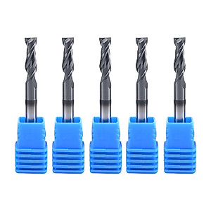 XYunEnZ ISB 3/8'' Carbide Square End Mill Set, 2 Flute Micro Grain Carbide Mill Bits for Hardened Steels/Alloy Steels/Aluminum, 5 Pcs