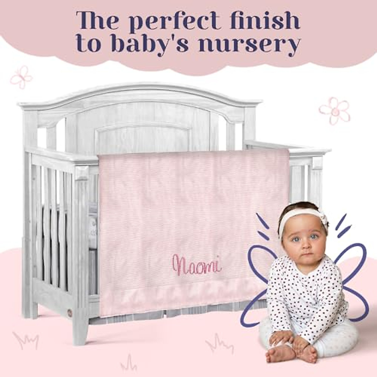 berry bebe Personalized Baby Blanket, Custom Baby Blanket, Personalized Baby Gifts for Newborn Girl, Monogrammed Baby Blanket with Name, Pink Personalized Baby Girls Gifts, All Year Round Knit Cotton