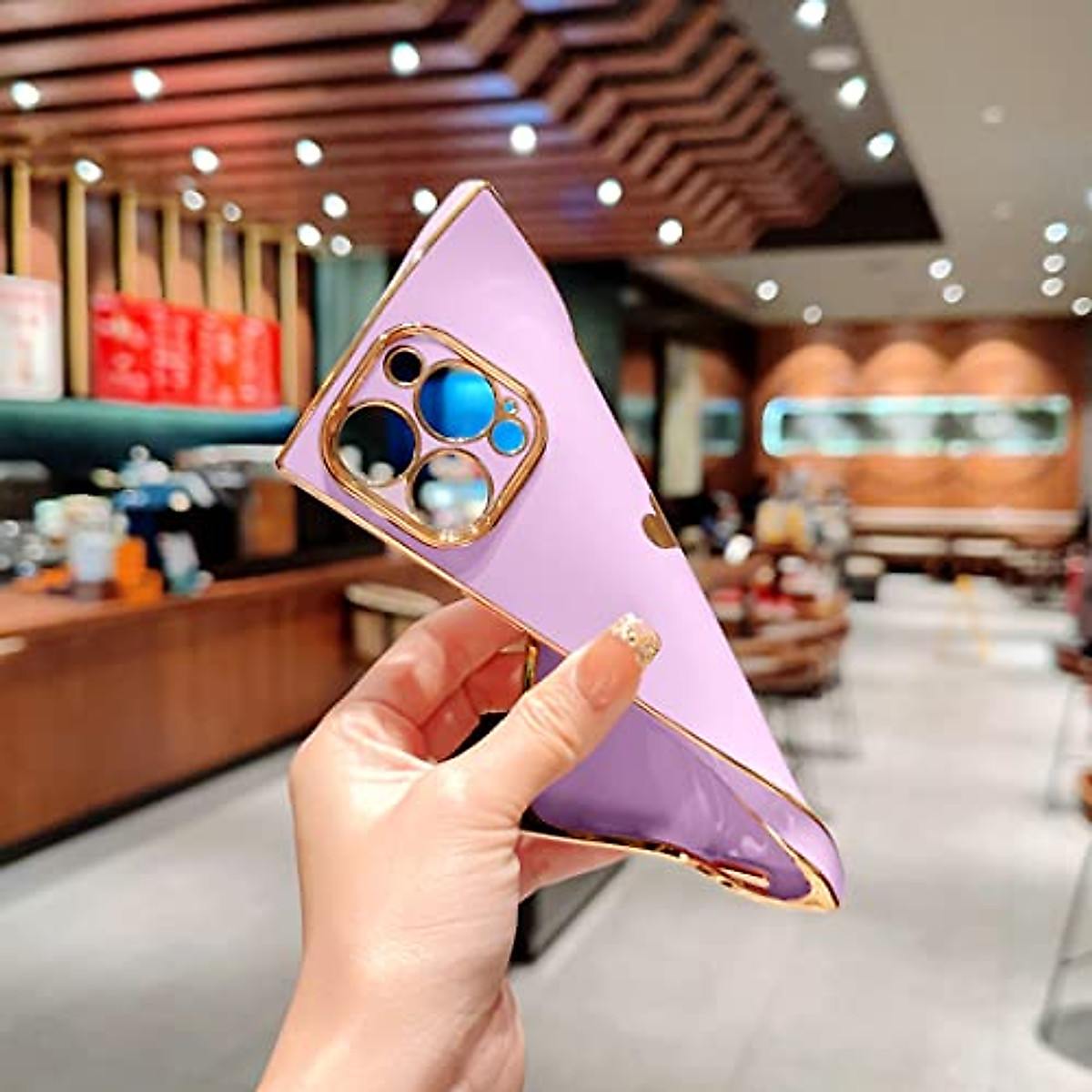 Tzomsze Square iPhone 14 Pro Case, Cute Cases Full Camera Protection, Reinforced Corners TPU Cushion Shockproof Edge Bumper Cover iPhone 14 Pro Phone Case [6.1 inches] -Purple