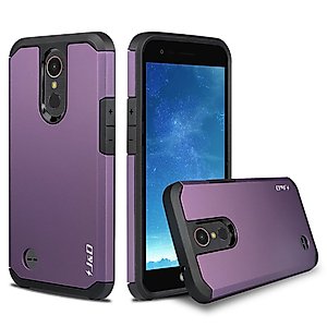J&D Case Compatible for LG K20 V/ K20 Plus/Harmony/ K10 2017 / V5 / Grace, Heavy Duty Dual Layer Hybrid Shockproof Protective Rugged Bumper, Purple