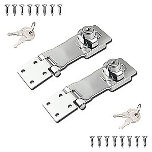 2 Packs Keyed Hasp Locks Twist Knob Keyed Locking Hasp for Small Doors, Cabinets and More,Stainless Steel Steel, Hasp Lock Catch Latch Safety Lock Door Lock with Keys (4inch, Silver)