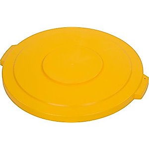 Carlisle FoodService Products 34104504 Bronco Polyethylene Round Lid, 26.88" Diameter x 2-1/4" Height, Yellow, for 44 Gallon Trash Containers