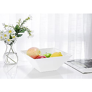 Red Co. 8.5” x 8.5” Square 2 Quart Reusable Tapered Fruit  Serving Bowl, Set of 4 - White