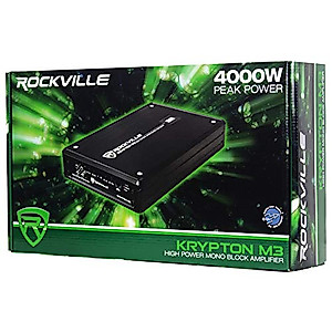 Rockville Krypton-M3 4000w Max/1000w RMS Mono 1 Ohm Car Amplifier Amp+Remote