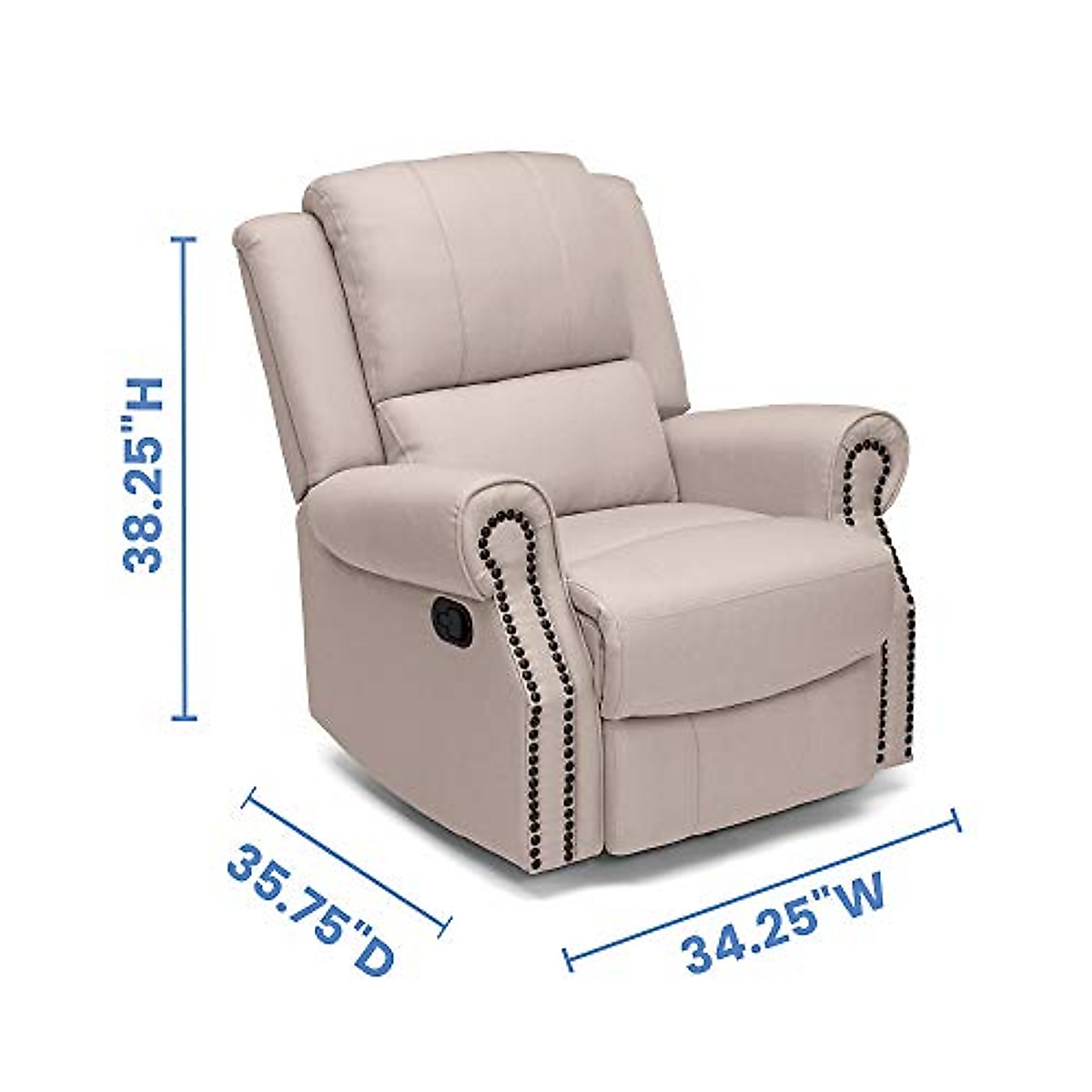 Delta Home Denham Recliner Glider Swivel Chair, Wood, Flax