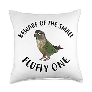 Cute Green Cheek Conure Parrot Design Funny Beware of My Green Cheek Conure Parrot Lovers Gift Throw Pillow, 18x18, Multicolor