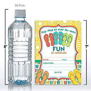 Amanda Creation Flip Flop Birthday Party Fill In Invitations set of 20 with envelopes. Perfect for Summer parties, graduation, family reunions, barbeques and more