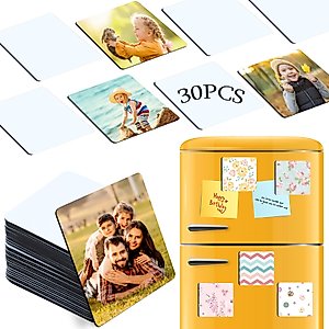 ZYNERY Sublimation Magnet Blanks 3x3 inch, 30Pcs Sublimation Blank Fridge Magnets Printable Photos, Personalized Sublimation Magnets for Refrigerator Decoration, Kitchen, Office, Wall