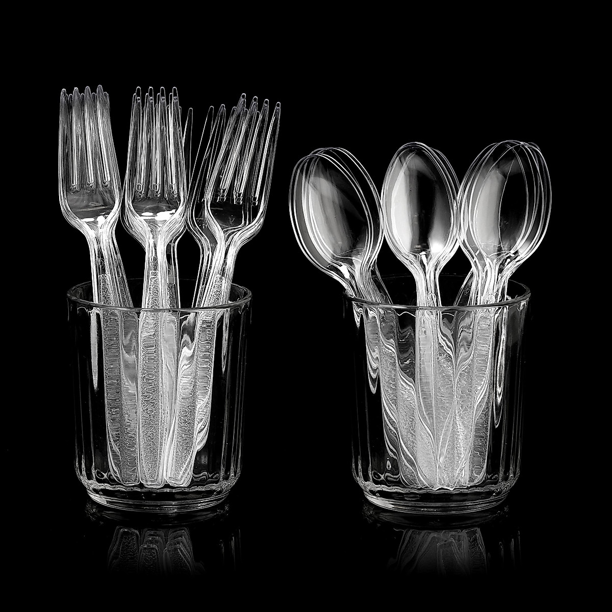Clear Plastic Cutlery Set - (Bulk Pack 360 Pcs) Disposable Plastic Utensils Heavy Duty, 180 Plastic Forks and 180 Spoons, Silverware Sets for Party Supplies, Dinners, Take-Out, Catering, Food Services