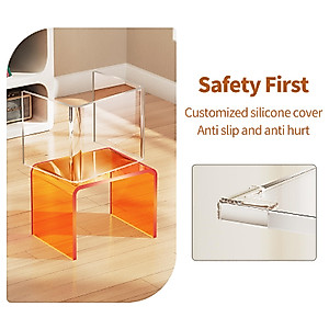 Dewrhiixe Acrylic Step Stool Small Stool,Clear Acrylic Foot Stool for Bathroom Bedroom Kitchen with Non-Slip,Holds Up to 250lbs (Clear, 12.6'' x 9'' × 9.8'')