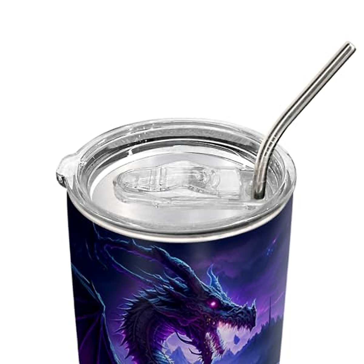 20oz Mythical Dark Dragon Tumbler, Gaming, Gamers Gifts for Dragon Lovers, Coffee Thermos for Men, Stainless Steel Double Wall Vacuum Insulated Coffee Mug, Travel Cup with Lid