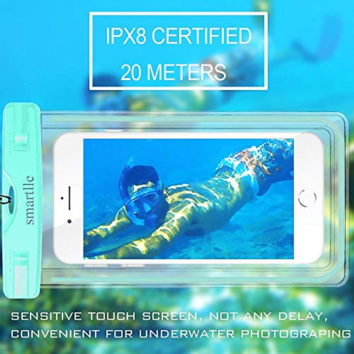 Waterproof Phone Pouch holder, smartlle Universal Waterproof Phone Case, Dry Bag Underwater Dirtproof iPhone 13 12 11 Pro Max XR,XS, 8,7,6 Plus, SE, Galaxy S22 21/Note, LG,7”, Beach Water Pool -3 Pack
