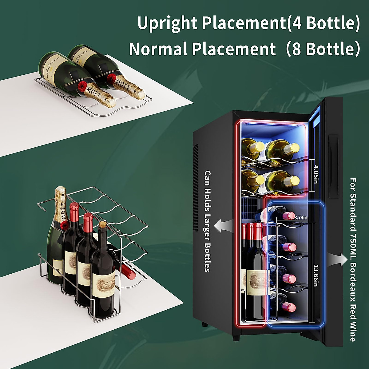 JINJUNYE 12 Bottle Wine Cooler, Wine Fridge Small, 46-66°F, Freestanding Wine Cooler Refrigerator with Digital Temperature Control, Wine Cellar Gift for Wine Lover…