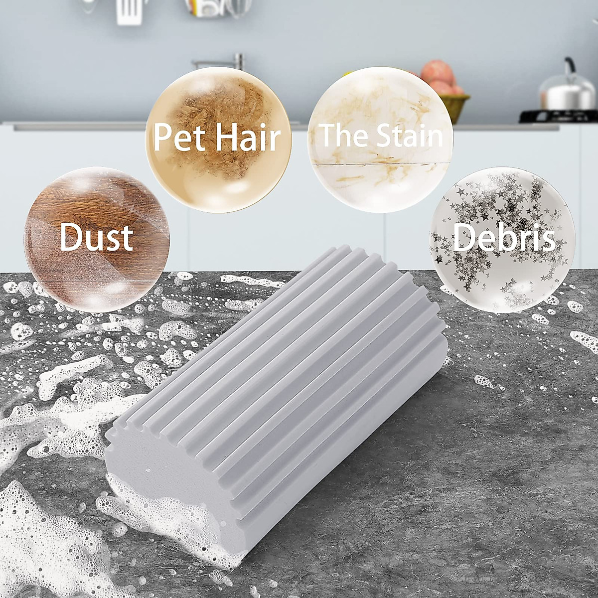 Damp Clean Duster Sponge, Sponge Cleaning Brush, PVA Sponge, Duster for Cleaning Blinds, Glass, Baseboards,Vents, Railings, Mirrors, Window Track Grooves and Faucets