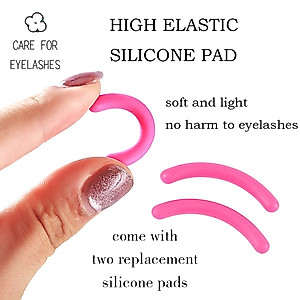 Uranian Eyelash Curlers Pink Lash Curler with 2 Silicone Refill Pads Glitter Handle Eye Lashes Curler Eyelashes Tool for Women and Girls (Pink)