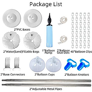 AUGURO balloon column kit set of 2 metal adjustable balloon stand 8ft balloon tower stand kit with base Decorations for Baby Shower Graduation Birthday Wedding Party