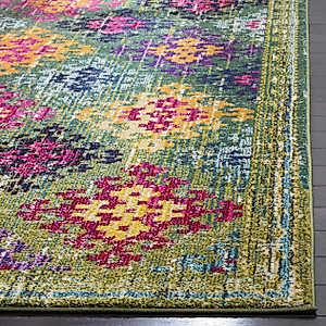 SAFAVIEH Monaco Collection Area Rug - 8' x 10', Green & Multi, Boho Diamond Trellis Design, Non-Shedding & Easy Care, Ideal for High Traffic Areas in Living Room, Bedroom (MNC244G)