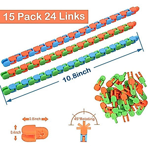 144pcs Random 24 Links Wacky Tracks Snap and Click Fidget Toys, Finger Sensory Toys, Snake Puzzles for Stress Relief, Party Bag Fillers, Party Favours, Random Color，Party Supplies，Carnival Gift