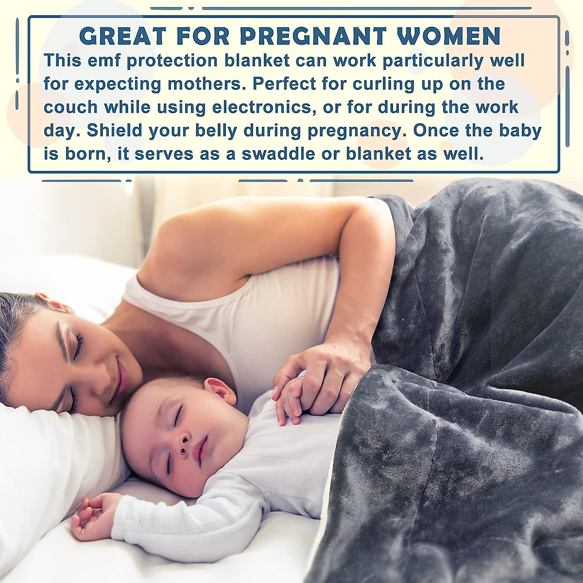 VEJESIME Faraday Blanket, EMF Protection Blanket for Pregnant and Newborn Baby, Protective Belly Pregnancy Baby Blanket, Warm Flannel Berber Fleece (50"x60")