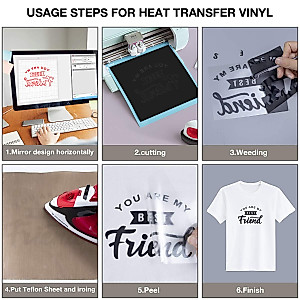Heat Transfer Vinyl Black HTV Vinyl - 12" x 25FT Black HTV Vinyl Rolls, Black Iron on Vinyl for Cricut & Silhouette Cameo - Easy to Cut & Weed for Heat Vinyl Design