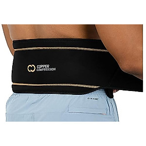 Copper Compression Lower Back Lumbar Support Brace, 1 Guaranteed Highest Copper Content, Great for All Activities! Infused Fit Wrap/Belt, Wear Anywhere! (Waist 28" - 38")