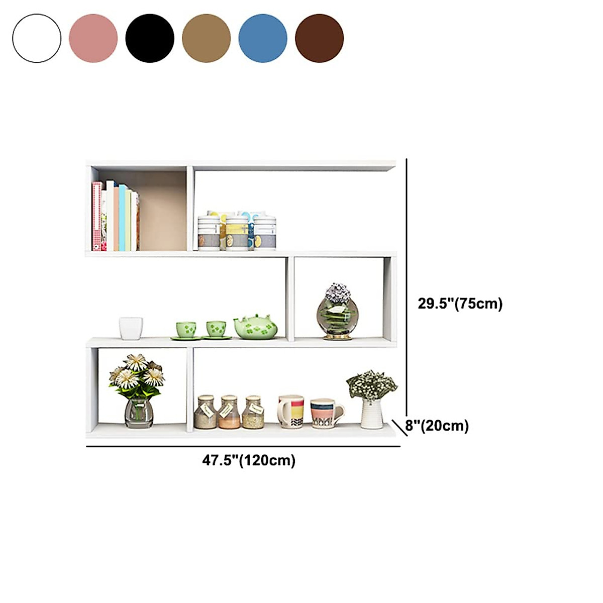 LITFAD Floating Shelf for Wall Storage, Decor Bookcase Engineered Wood Book Shelf Modern Wall Shelf for Study Room Office Living Room - Black 47.2" L x 7.9" W x 29.5" H