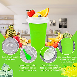 Slushy Maker Cup - TIK TOK Quick Frozen Magic Cup, Double Layers Slushie Cup, DIY Homemade Squeeze Icy Cup, Fasting Cooling Make And Serve Slushy Cup For Milk Shake, Smoothies, Slushies - Green
