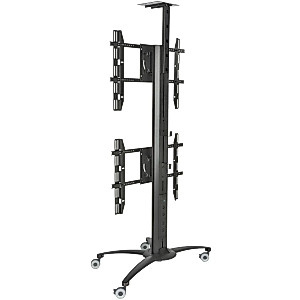 Displays2go LPGP36WB2 Dual TV Stand, Single Sided, for 30-60 Inch Flat Screen Monitors, Camera Tray