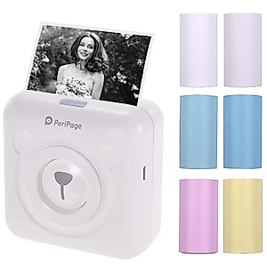 Portable Mini Pocket Thermal Paper Photo Printer with Paper (White, Printer + Paper)