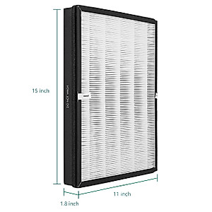 TTAP003 Replacement Filter, Compatible with TaoTronics TTAP003 and VIVOSUN 5-in-1 Air Purifiers, H13 Grade True HEPA and Activated Carbon Filter, 2 Pack