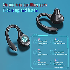 Wireless Earbuds Noise Cancelling Bluetooth 5.3 Headphones with Charging Case and Cool Light Dual Mode Gaming Headset Low Latency Headphones with Earhooks Open Ear Headphones Premium Sound Earphones