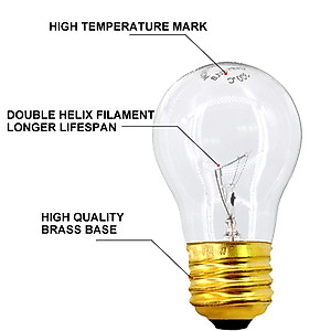 haraqi 120 Volt A15 40 Watt Light Bulbs,Appliance Bulbs with Medium Base,Refrigerator Bulb Clear Ceiling Fan Bulbs