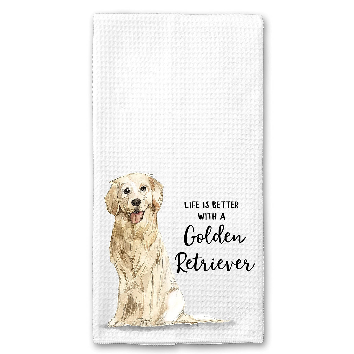 Watercolor Life is Better with a Golden Retriever Microfiber Kitchen Tea Bar Towel Gift for Animal Dog Lover
