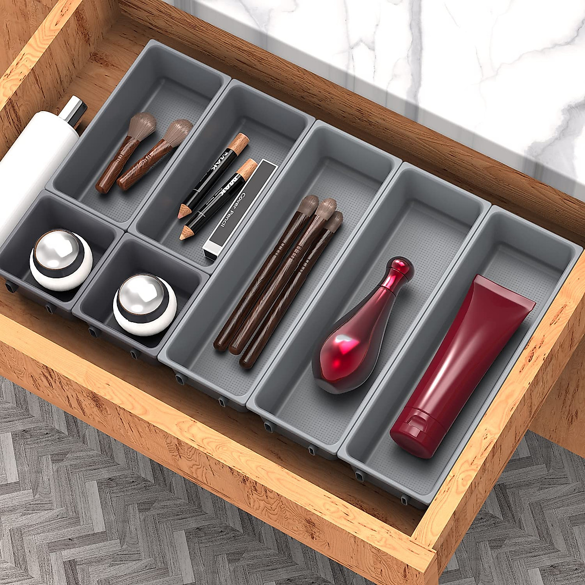 OFFSIR Utensil Organizer for Kitchen Drawers, Silverware Organizer, Cutlery Tray, Drawer Dividers Organizers and Storage -7 PCS