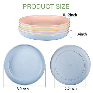 OAMCEG 6 Pack Reusable Plastic Plates 9 Inch Unbreakable Eco-Friendly Lightweight Wheat Straw Plates, Salad Plates, Camping Plates, Dishwasher & Microwave Safe, Green and Healthy Dishes