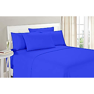 JC BEDDING HOUSE Made with Premium Quality Indian Cotton, 4PC Sheet Sets, 1000 Thread Count, Full Size (54"X75") with 15" INCH DEEP Pocket, Sateen Weave, Ultra Soft, Royal Blue, Solid Pattern