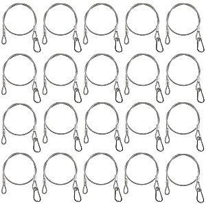 Stage Light Safety Cables, 25.5" Stainless Steel Safety Security Cable for Party Lights DJ Light Stage Lighting, Load 110lb, Pack of 20