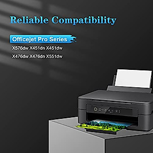 Kingjet Compatible Ink Cartridge Replacement for HP 970XL 971XL 970 971 Work with Officejet Pro X576dw X451dn X451dw X476dw X476dn X551dw Printers, 4 Pack (Black, Cyan, Magenta, Yellow)