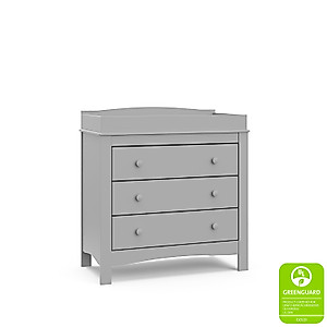 Graco Noah 3 Drawer Chest with Changing Topper, Baby and Kids Dresser, Universal Design for Children's Bedroom, Pebble Gray