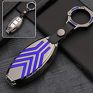 SANRILY 1Pcs 2/3/4/5 Buttons Metal Key Fob Cover Case for Nissan Altima Murano Rogue Keyless Remote Keychain Holder Key Protector for Infiniti QX60 Q60 QX80 Q50(Blue)