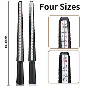 Bflaae Ring Sizer Measuring Tool Kit, Plastic Ring Mandrel, Reusable Finger Size Tape 1-17 USA Rings Size, 27 PCS Stainless Steel Measuring Ring Tool, US Ring Size 0-13 with Half Size