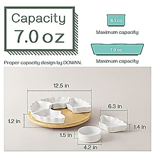 DOWAN 12 Inches Serving Tray and Platters, Divided Serving Bowls for Party, Removable Serving Dishes for Chips and Dip, Fruit, Veggies, Candy and Snacks, 7 Pieces, White