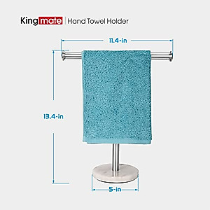 Kingmate Hand Towel Holder Stand, Natural Marble Base T-Shape Fingertip Towel Rack, Rust-Proof (Brushed Nickel)