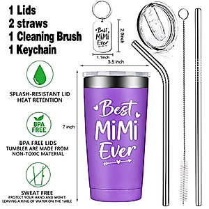 BIRGILT Best Mimi Ever - Mothers Day, Birthday, Christmas Gifts for Mimi from Grandkids - Mimi Gifts for Grandma - 20oz Best Mimi Tumbler Cup
