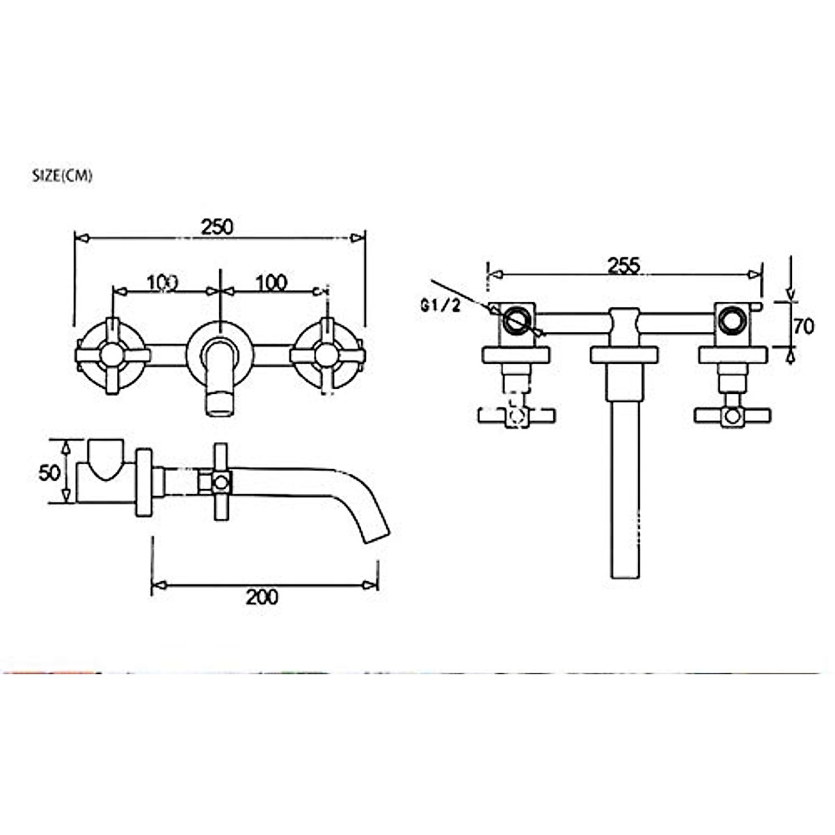 ShiSyan Y-LKUN Faucet Modern Brushed Rose Gold Brass Double Cross Handle Bath Wall Mounted 3 Hole Water Bathroom Home Sink Faucet Hot Cold Tap in-Wall