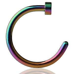 Ruifan 10pcs Stainless Steel Body Jewelry Piercing Earrings Nose Hoop Ring Unisex 20 Gauge 5/16"(8mm)